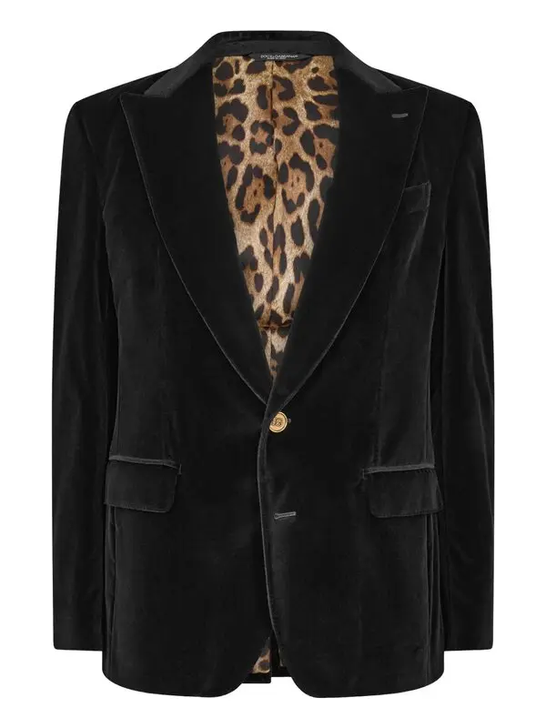 Dolce & Gabbana Velvet Single-breasted Blazer - Black