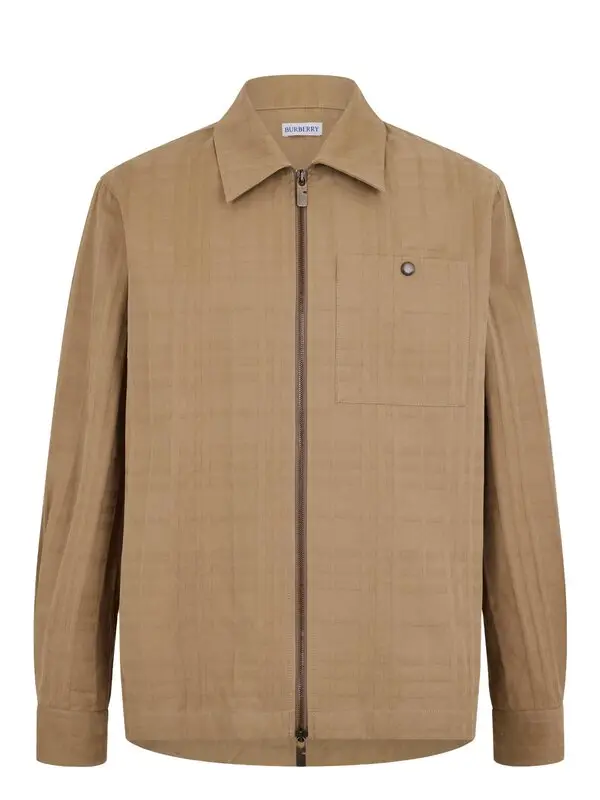 Burberry Tonal Check Zip-up Jacket - Brown