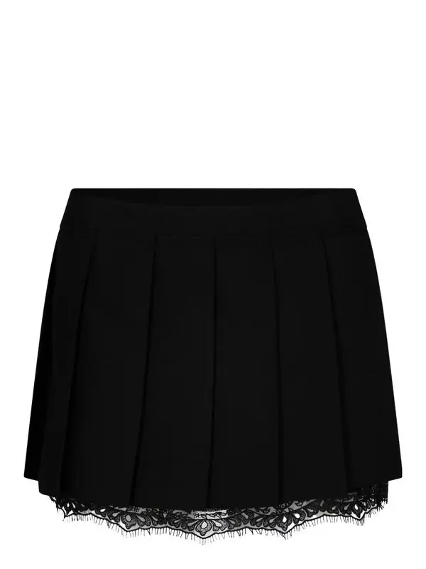 Acne Studios Pleated Mini Skirt With Lace Trim - Black