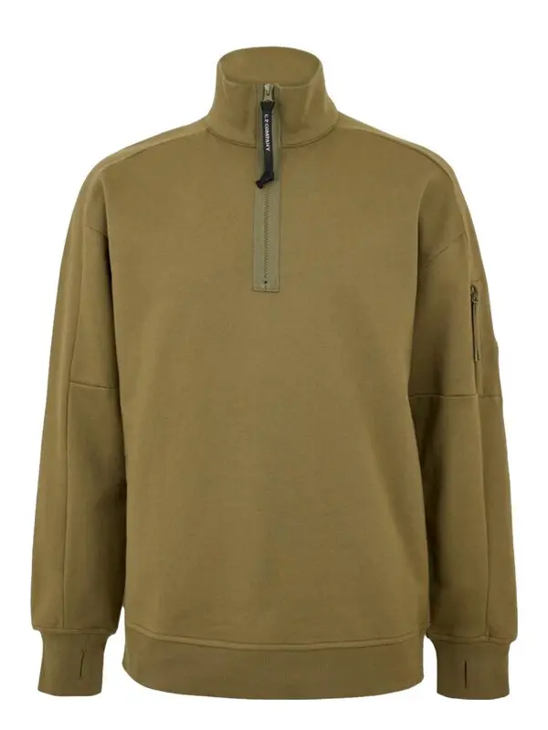 C.P. COMPANY Lens Quarter-zip Fleece Top - Green
