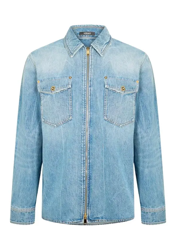 Versace Stonewashed Long-sleeve Denim Shirt - Blue