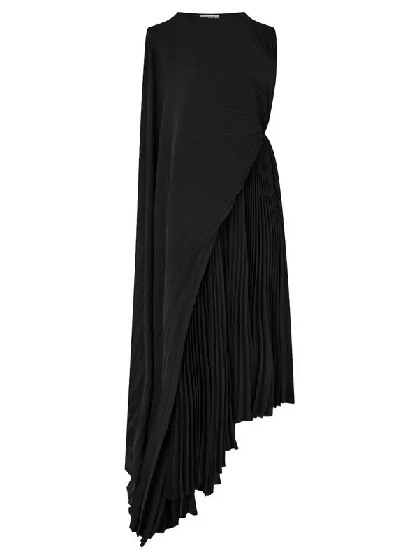 Balenciaga Asymmetrical Draped Cape Dress - Black