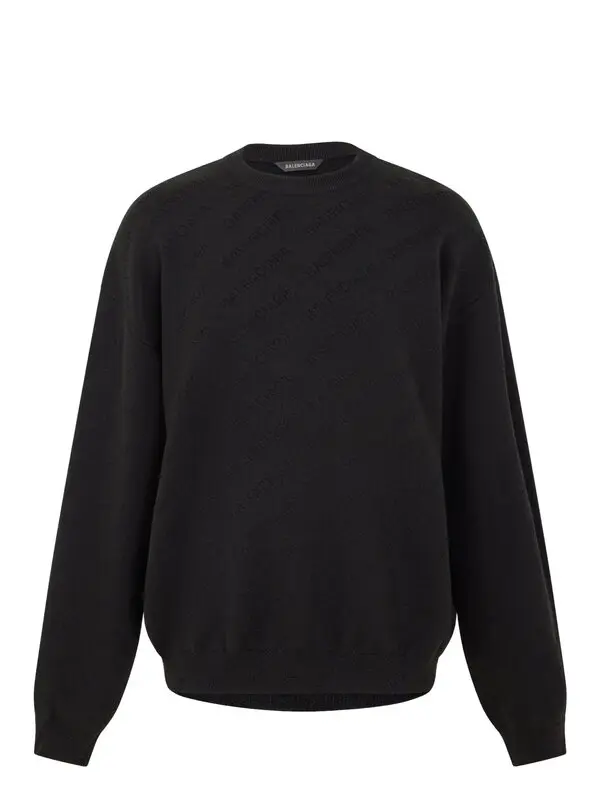 Balenciaga All-over Logo Crewneck Sweater - Black