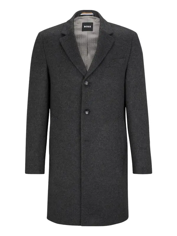 Hugo Boss Mid-length Single-breasted Coat - Black