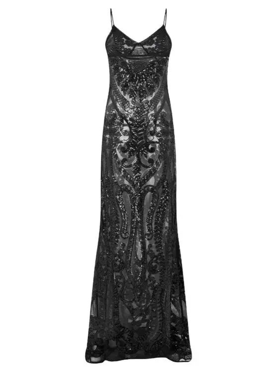 Norma Kamali Sequin Embellished Off-the-shoulder Maxi Dress - Black