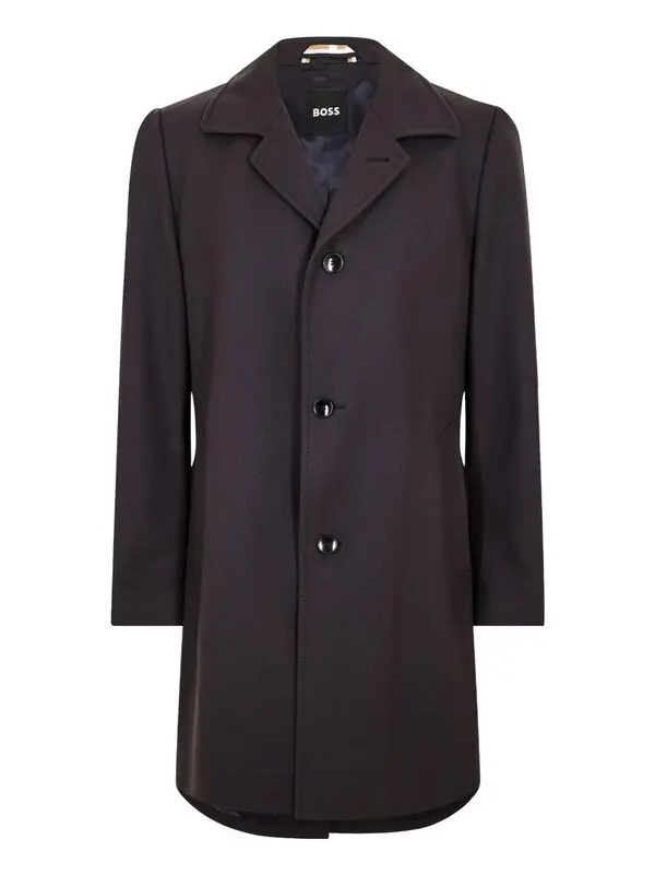Hugo Boss Single-breasted Mid-length Coat - Black