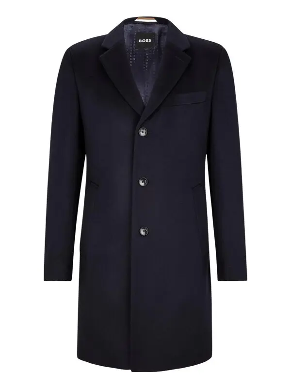 Hugo Boss Single-breasted Mid-length Coat - Black