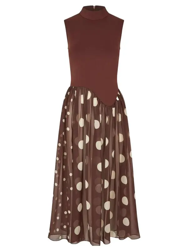Stine Goya Sleeveless High-neck Maxi Dress With Patchwork Design - Brown