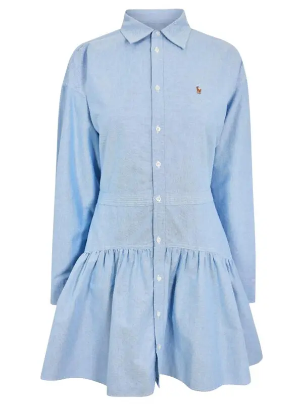 Polo Ralph Lauren Embroidered Logo Collar Dress - Blue