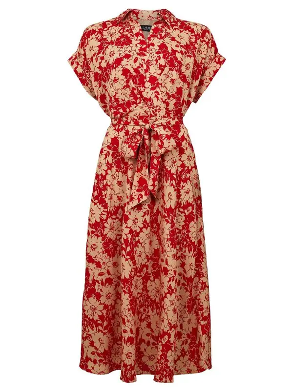 Ralph Lauren Floral Wrap Midi Dress - Red