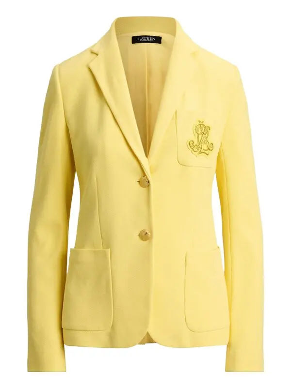 Ralph Lauren Classic Slim-fit Cotton Blazer With Embroidered Emblem - Yellow