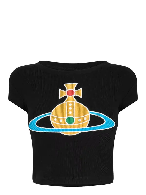 VIVIENNE WESTWOOD Orb Print Cropped T-shirt - Black
