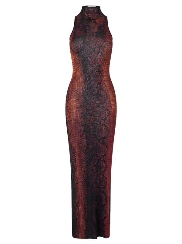 JEAN PAUL GAULTIER High Neck Sleeveless Maxi Dress - Red