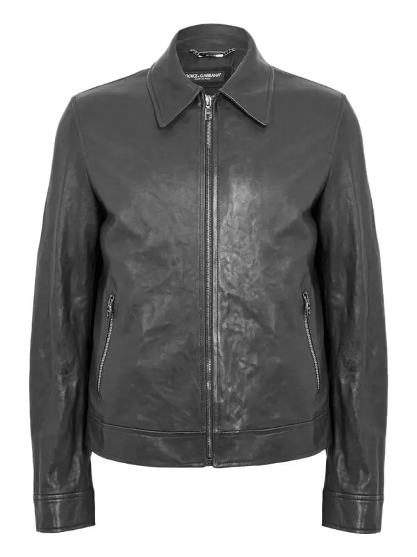 Dolce & Gabbana Leather Zip Jacket - Black