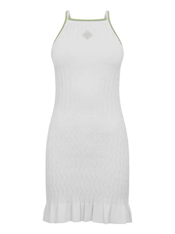 Casablanca Tennis Dress With Lace Hem - White