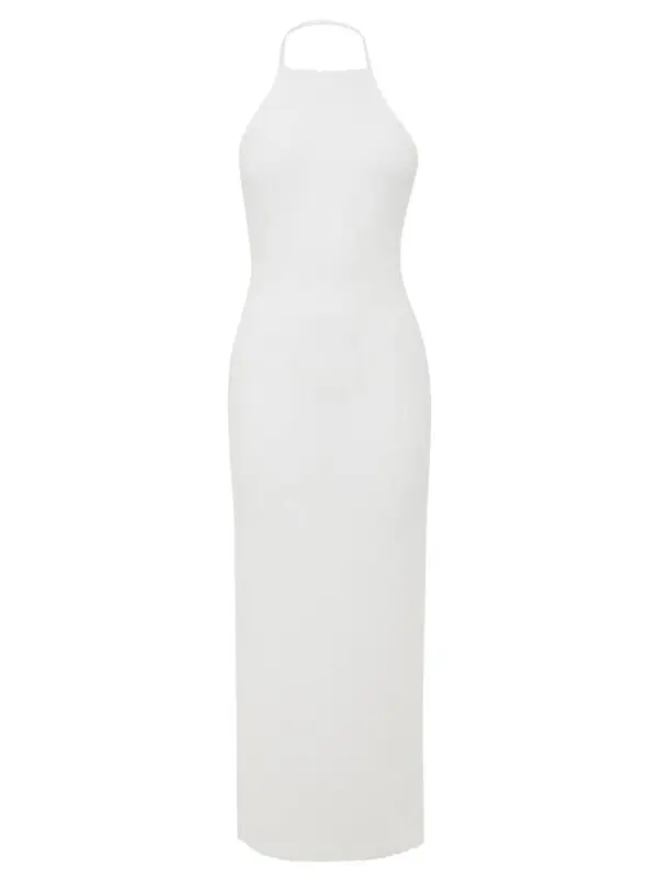 Jacquemus Halter Neck Backless Maxi Dress With Lace Details - White