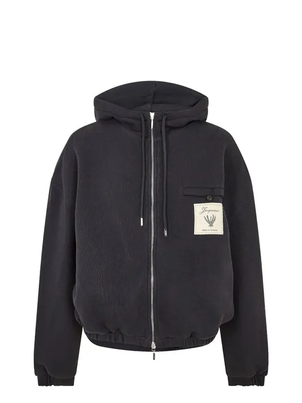 Jacquemus Zippered Hoodie - Black