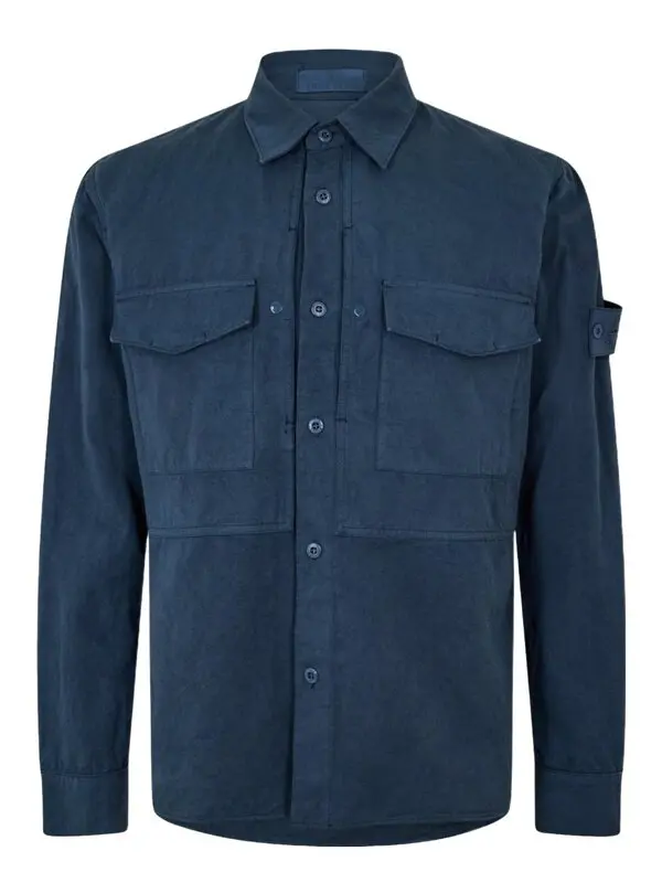 Stone Island Logo-stamped Casual Jacket - Blue