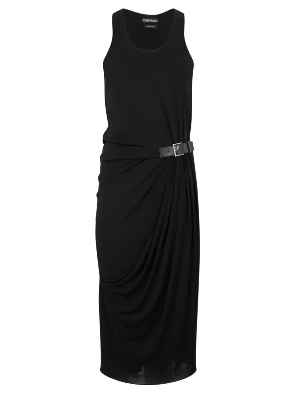 TOM FORD Sleeveless Draped Maxi Dress - Black