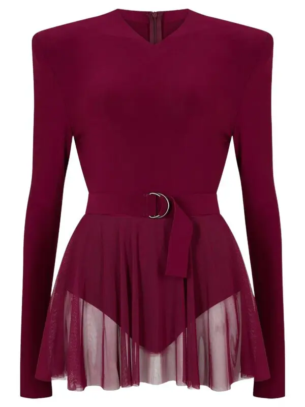 Norma Kamali Long-sleeved V-neck Mini Dress - Red