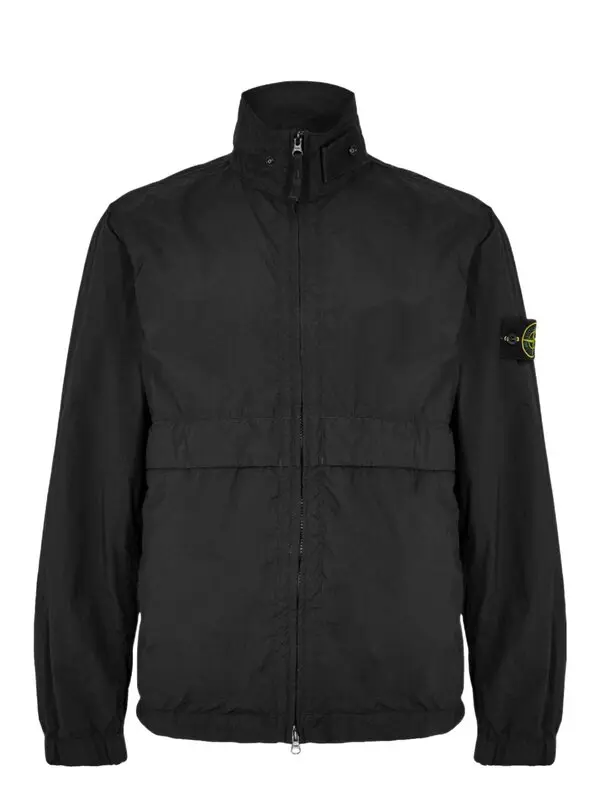 Stone Island Logo Patch Zip-up Casual Jacket - Black