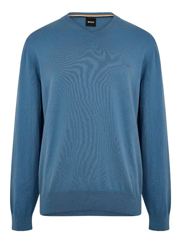 Hugo Boss V-neck Fine Knit Sweater - Blue
