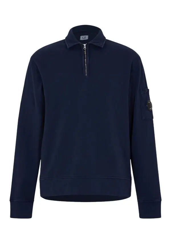 C.P. COMPANY Quarter Zip Fleece Sweatshirt - Black