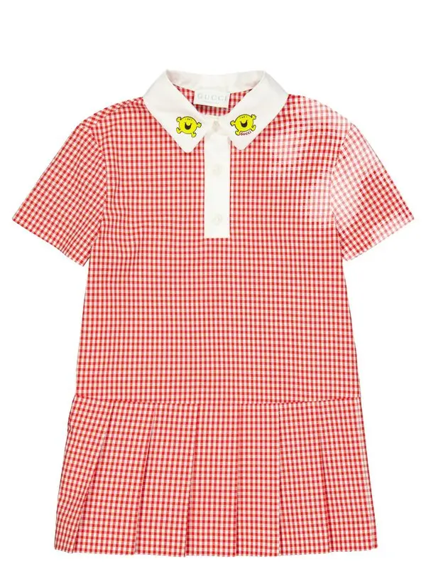 Gucci Gingham Checked Polo Dress - Pink
