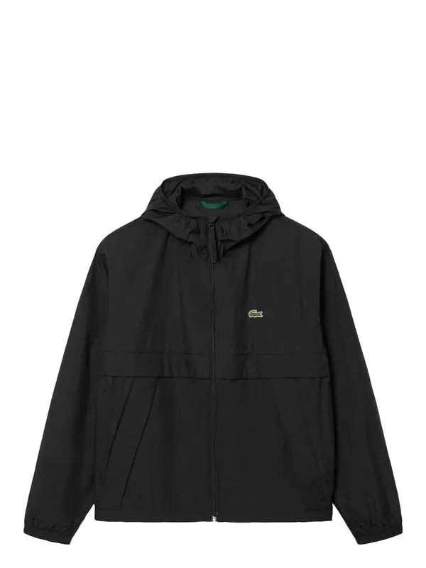 Lacoste Zip-up Hooded Windbreaker - Black