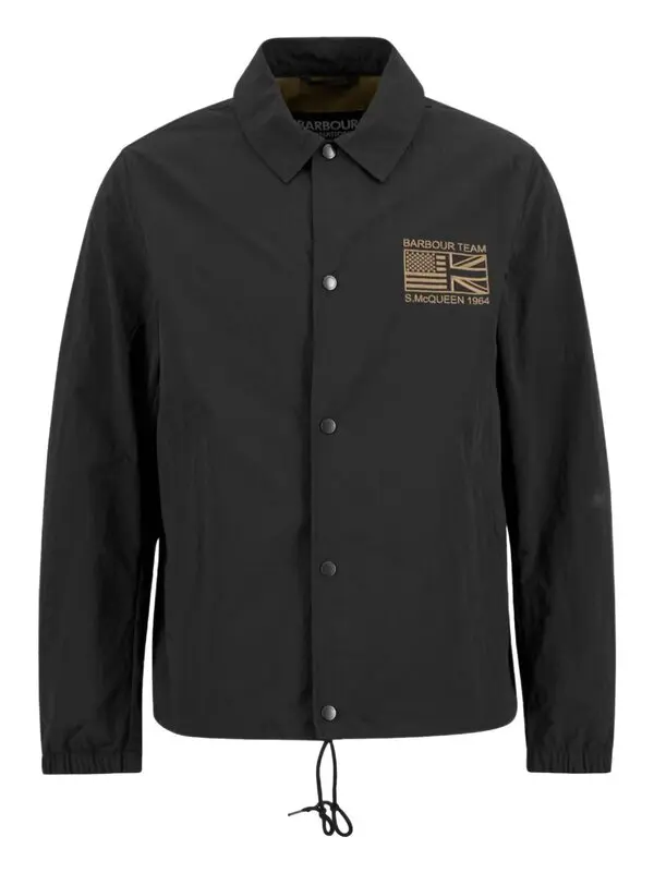 Barbour Long-sleeved Casual Jacket With Snap Closure And Drawstring Hem - Black