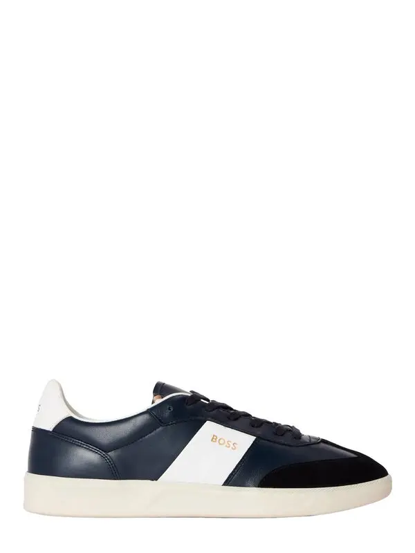 Hugo Boss Leather Low-top Trainers With Contrasting Panel - Black