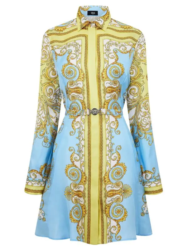 Versace Baroque Print Long-sleeve Shirt Dress - Multicolor