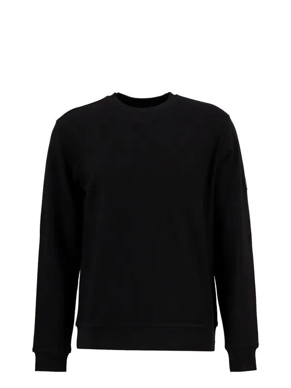 Barbour Crew Neck Long Sleeve Sweatshirt With Logo Patch - Black