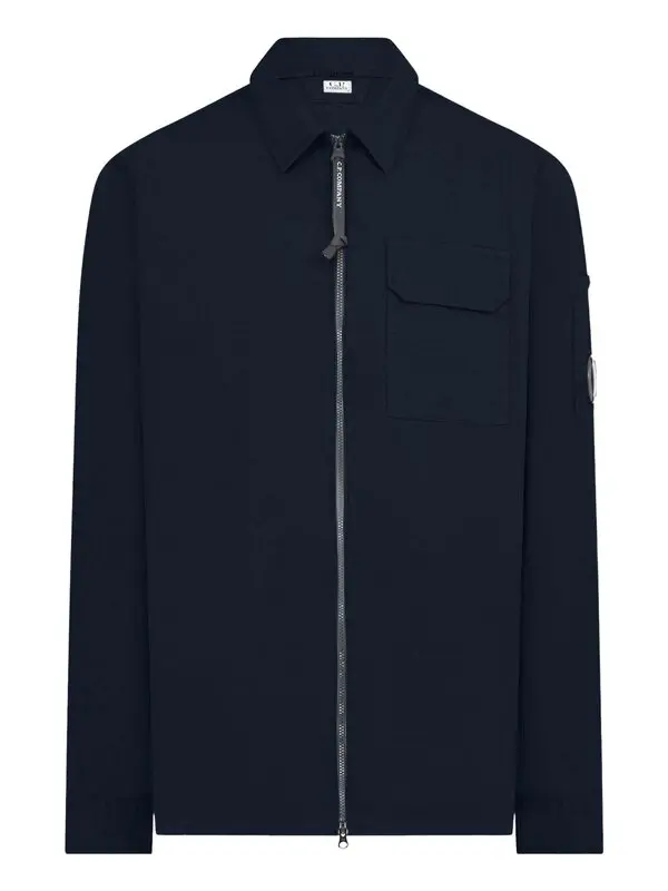 C.P. COMPANY Lens Cotton Long Sleeve Overshirt - Black