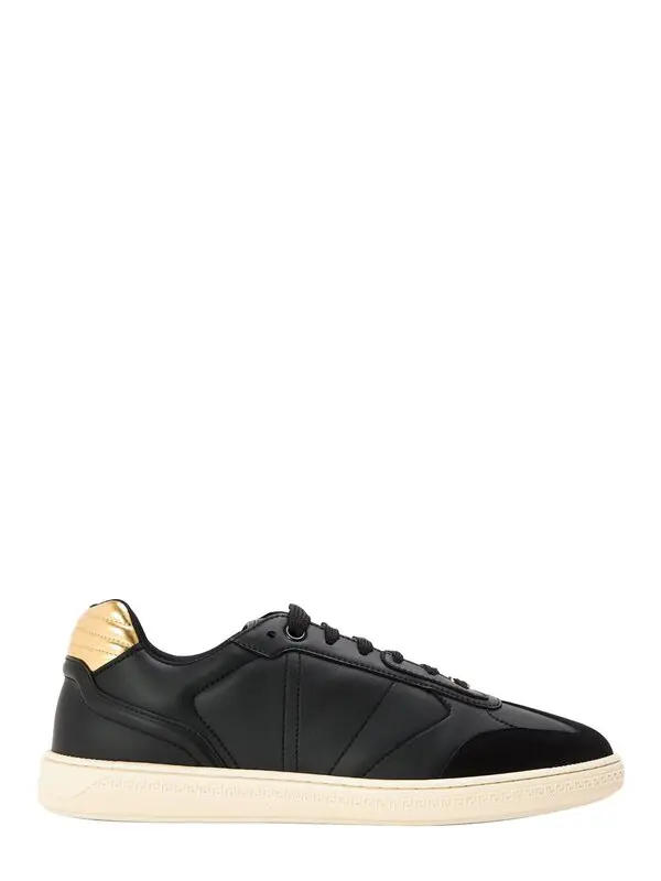 Versace Low Top Sneakers With Gold Tone Detailing - Black