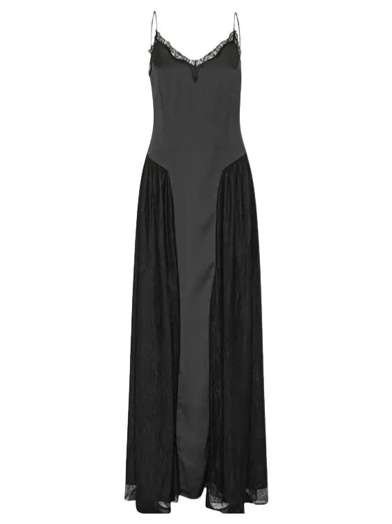 ROTATE BY BIRGER CHRISTENSEN Lacana Spaghetti Strap Maxi Dress - Black