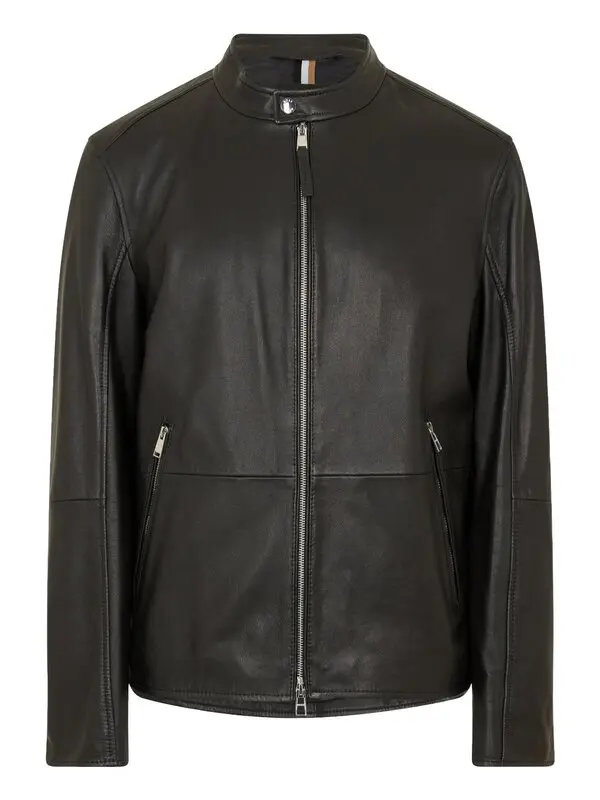 Hugo Boss Leather Casual Jacket - Black