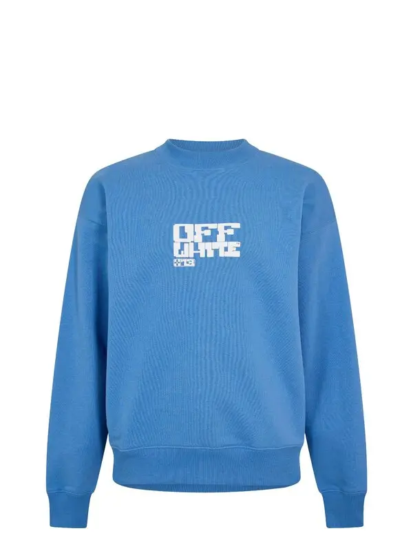 Off-White Crewneck Sweatshirt With Logo Detail - Blue