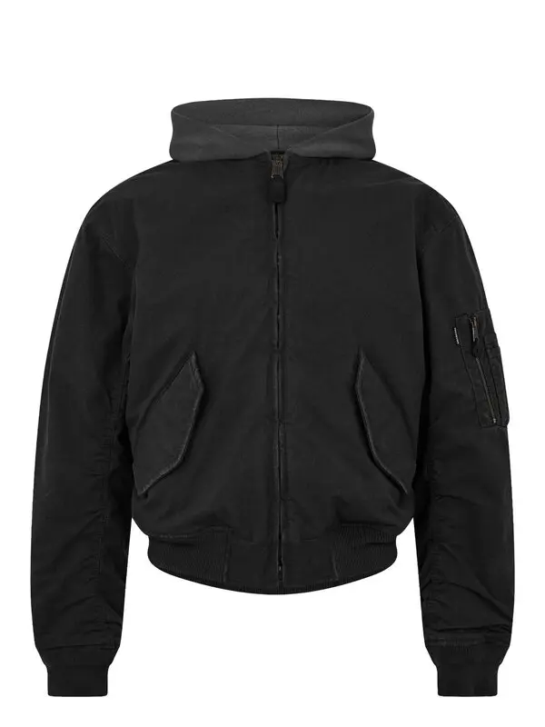 Balenciaga Hooded Bomber Jacket - Black
