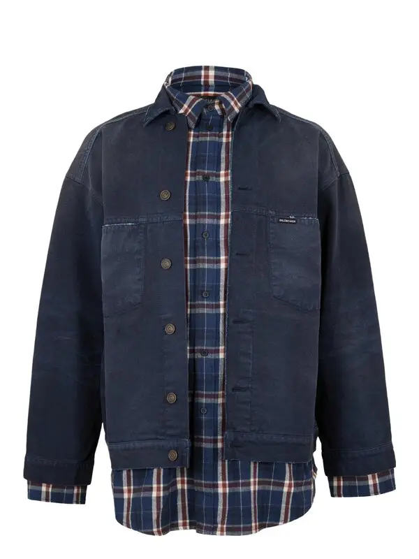Balenciaga Plaid Shirt Jacket - Blue