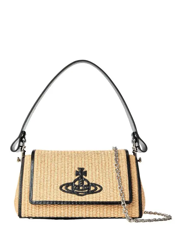VIVIENNE WESTWOOD Raffia Shoulder Bag With Orb Detail - Nude