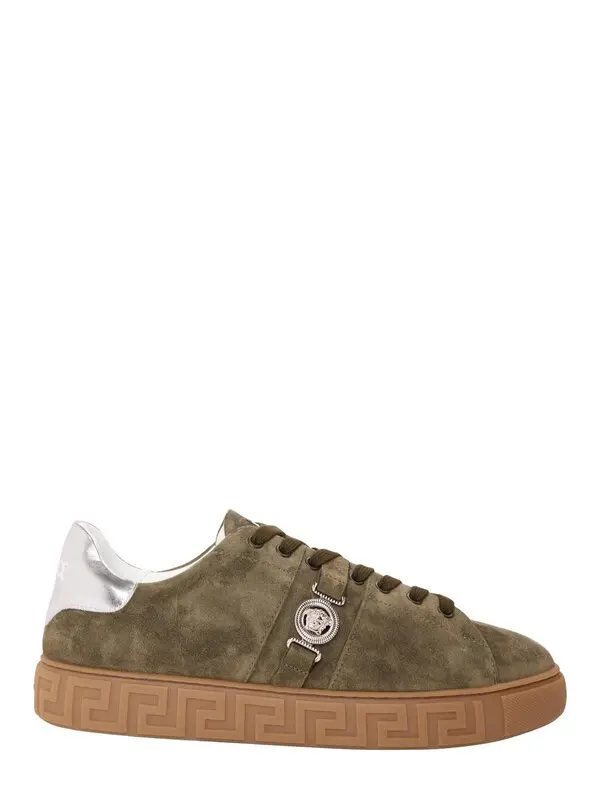 Versace Suede Lace-up Low-top Sneakers - Brown