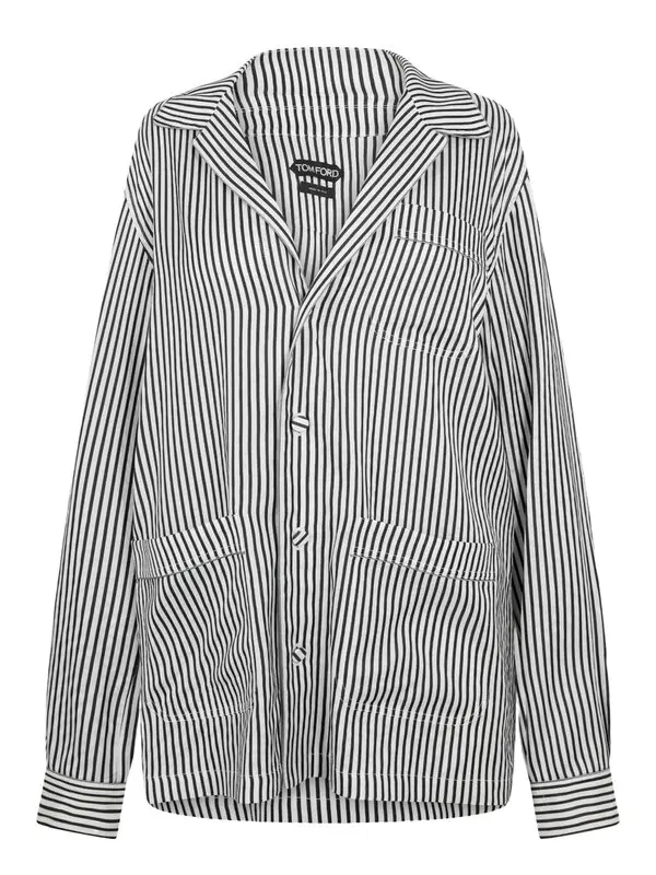 TOM FORD Long Sleeve Printed Shirt - White