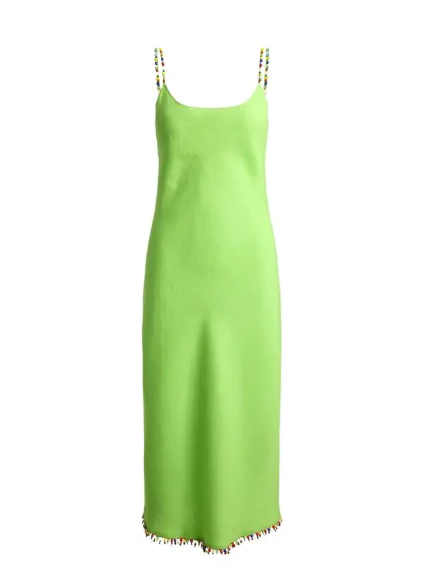 Polo Ralph Lauren Linen Camisole Dress With Embellished Straps - Green