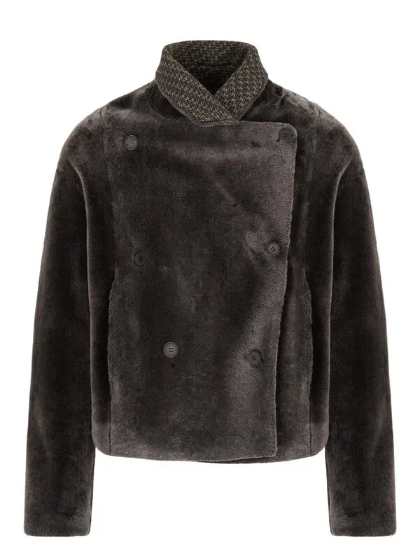 Emporio Armani Reversible Lamb Fleece Coat - Black