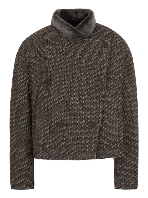Emporio Armani Reversible Lamb Fleece Coat - Black