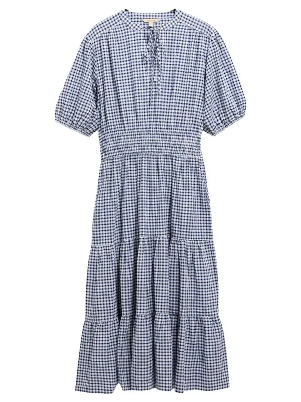 Barbour Checked A-line Midi Dress - Gray