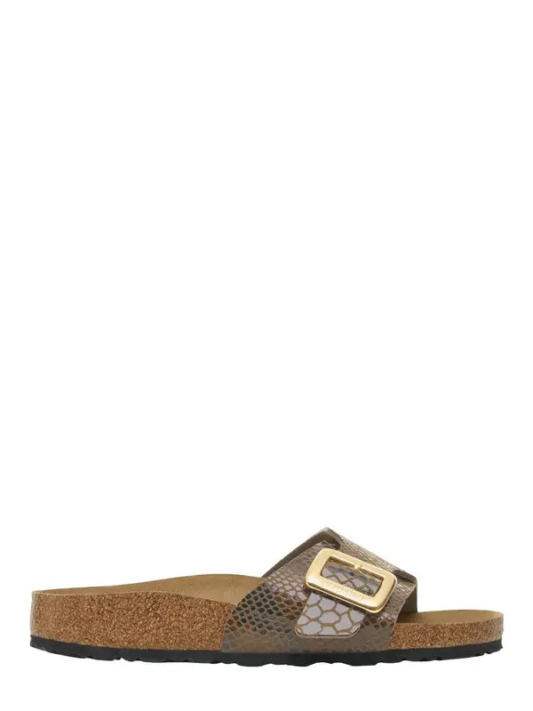 BIRKENSTOCK Single-strap Cork Slide Sandals With Metallic Buckle - Brown
