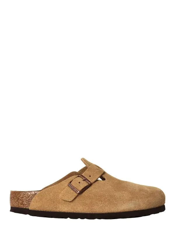 BIRKENSTOCK Suede Mule With Metal Buckle - Brown