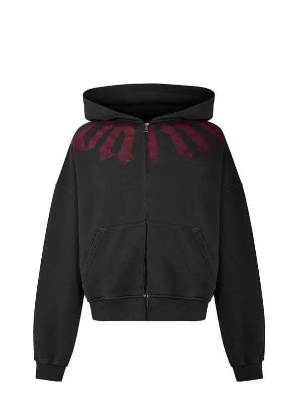 Palm Angels Cropped Zip-up Hoodie - Black